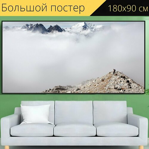Большой постер "Гора, пейзаж, горные породы" 180 x 90 см. для интерьера