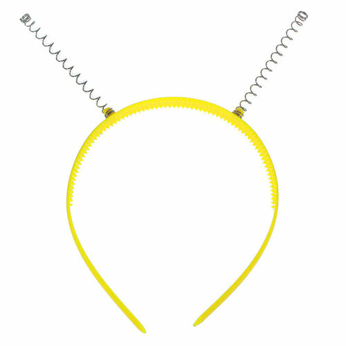Ободок желтый 1,1х32,5 см с пружинками, в наборе 12 штук (комплект из 5 шт)