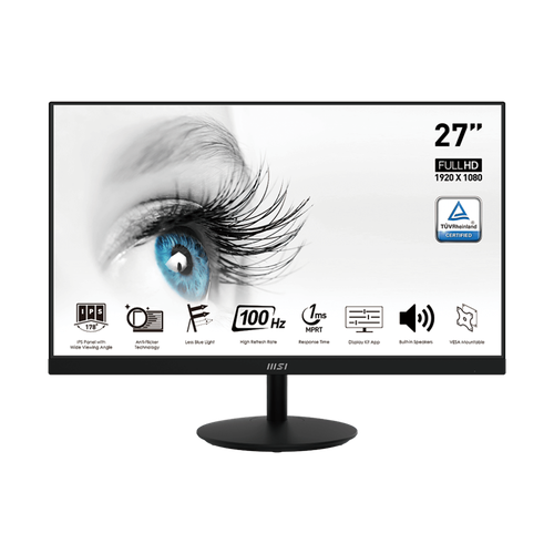 MSI Монитор LCD PRO MP271A 27' 16:9 1920х1080(FHD) IPS, nonGLARE, 100 Hz, 300 cd/m2, H178°/V178°, 1000:1, 1ms, VGA, HDMI, DP, Tilt, 1Y, Black