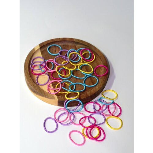 Резинки для волос Детские, диаметр 2 см, набор 50 шт (маленькие, разноцветные)