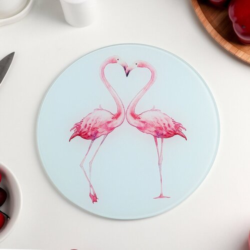 Разделочная доска Доляна Влюблённые фламинго 3259624, 20х20 см, 20 см, Влюбленные фламинго