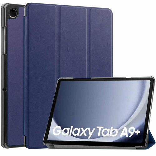 Чехол для планшета Samsung Galaxy Tab A9 Plus 11 дюймов (SM-X210/X216), с магнитом, прочный пластик (темно-синий)