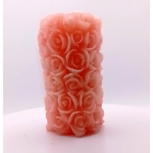 Декоративная свеча "Столбик Розы" с розовым оттенком, длительного горения