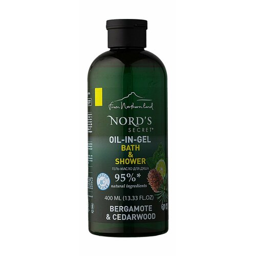 Тонизирующий гель для душа с ароматом бергамота и кедра / 400 мл / Nord's Secret Bath & Shower Oil-In-Gel Bergamote & Cedarwood