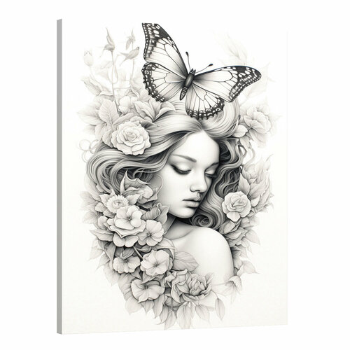 Интерьерная картина 50х70 "Девушка и бабочка"