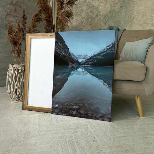 Картина на холсте (Озеро Луиз, Канада Закат) 40x60 см. Интерьерная, на стену.