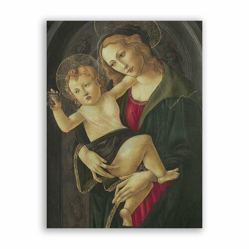 Картина на холсте, репродукция / Сандро Боттичелли - Богородица с младенцем в нише / Размер 40 x 53 см