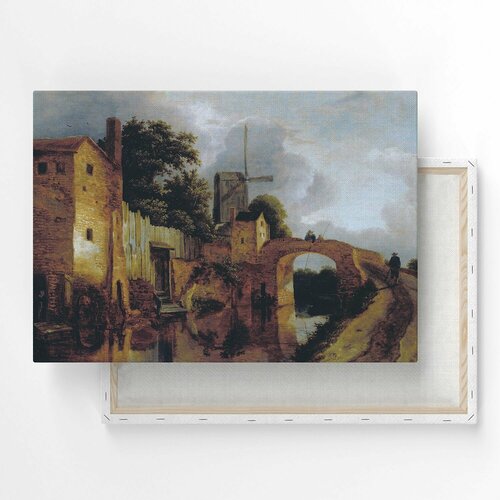 Картина на холсте, репродукция / Якоб ван Рёйсдал - Canal with Bridge / Размер 40 x 53 см