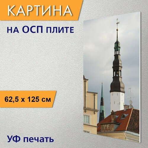Вертикальная картина на ОСП "Эстония, таллин, исторический центр" 62x125 см. для интерьериа