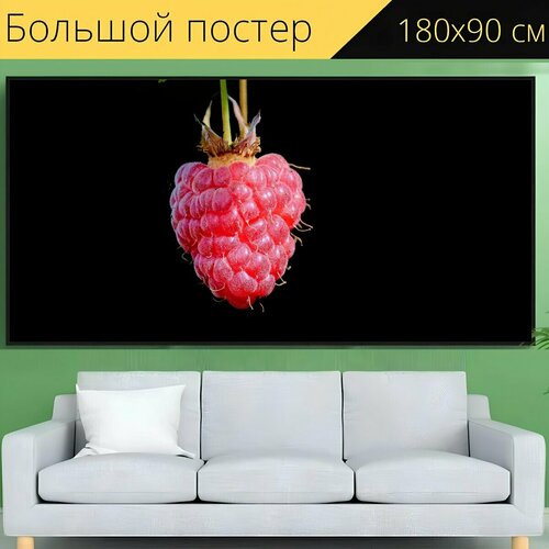Большой постер "Малина, фрукты, еда" 180 x 90 см. для интерьера