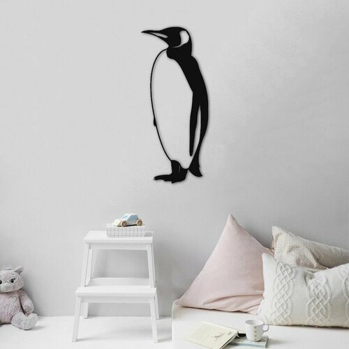 Декоративное металлическое панно, Королевский пингвин (черный цвет)