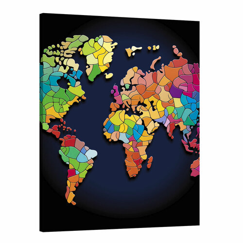Интерьерная картина 50х70 "Карта мира: путь к счастью"