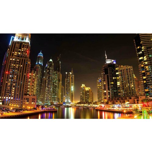 Картина на холсте 110x60 LinxOne "Дубай город ОАЭ" интерьерная для дома / на стену / на кухню / с подрамником