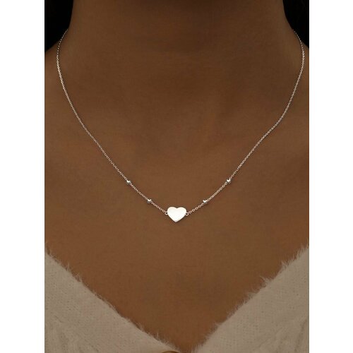 Колье MIESTILO подвеска на шею женская сердце ювелирная, серебро, 925 проба, родирование, длина 45 см., серебряный
