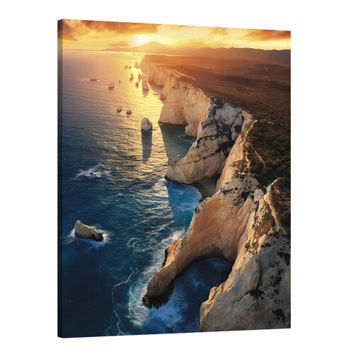 Интерьерная картина 50х70 "Греция: красота средиземноморского побережья"