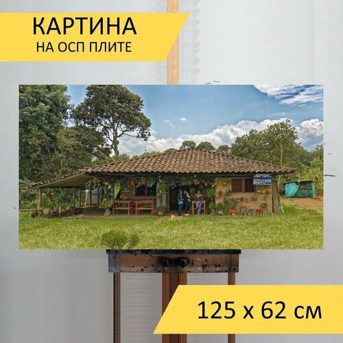 Картина на ОСП 125х62 см. "Колумбия, дом, жизнь страны" горизонтальная, для интерьера, с креплениями