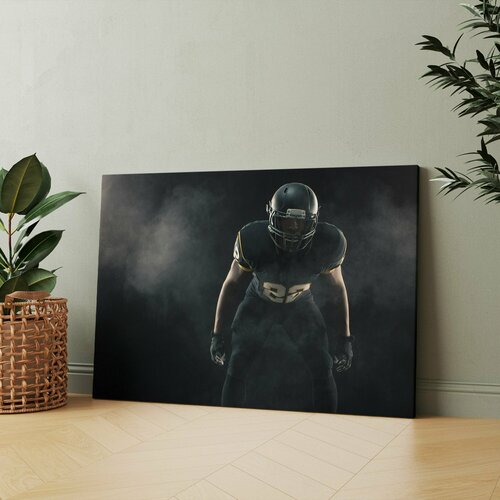 Картина на холсте (американский футбол дэвид мейсон 86 на черном action sport шлем) 30x40 см/для интерьера/в комнату/на стену/в подарок