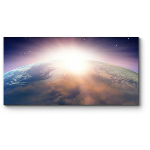 Модульная картина Захватывающий закат над Землей 50x25