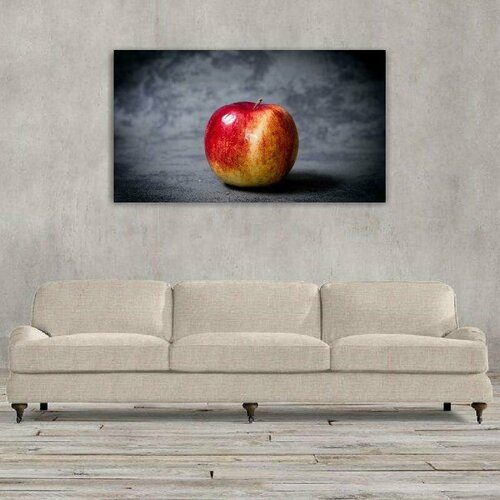 Картина на холсте 60x110 LinxOne "Яблоко серый знания" интерьерная для дома / на стену / на кухню / с подрамником