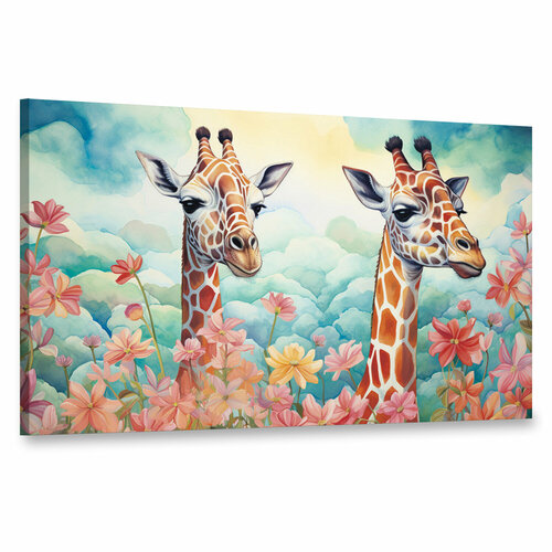 Интерьерная картина 100х60 "Жираф: картина природы"