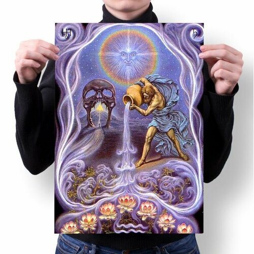 Плакат со знаком зодиака Водолей №3, А3