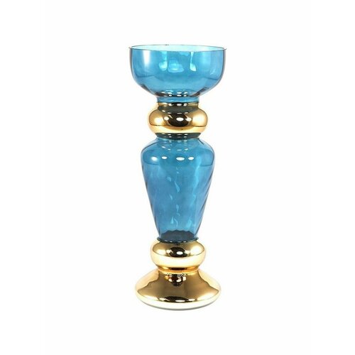 Ваза Casaentera CE04-RC130206 стекло голубой/золото 150х150х400