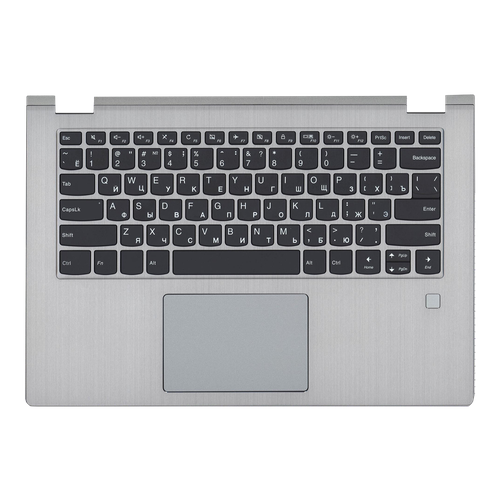 Клавиатура (топ-панель) для ноутбука Lenovo IdeaPad Yoga 530-14IKB черная с серебристым топкейсом