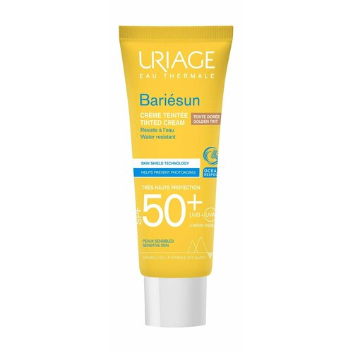 Золотистый солнцезащитный тональный крем для чувствительной кожи тела / Uriage Bariesun Tinted Cream Golden Tint SPF 50+
