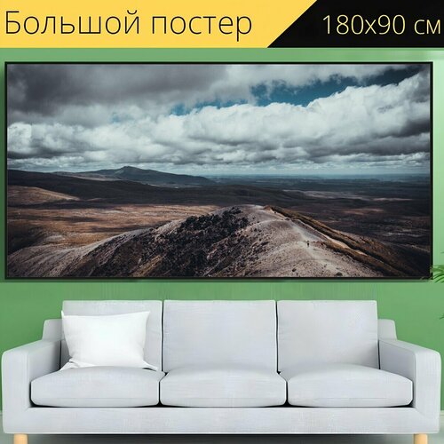 Большой постер "Природа, пейзаж, облака" 180 x 90 см. для интерьера