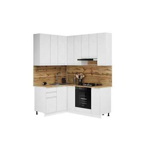 Модульная кухня Бруклин 1,4х1,8 м (Н) - Бетон белый