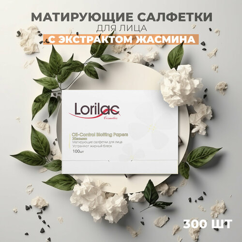 Матирующие салфетки для лица для жирной кожи Корея LORILAC Жасмин 300 шт. / Cалфетки косметические от жирного блеска на лице бумажные одноразовые