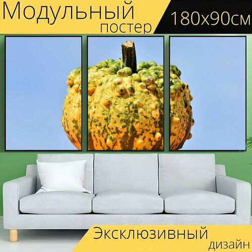 Модульный постер "Тыква, фрукты, апельсин" 180 x 90 см. для интерьера