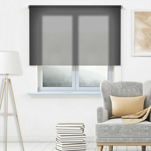 Рулонная штора "Toledo" Ткань коллекции Скрин/Чёрный 176х230 см. фурнитура Хром