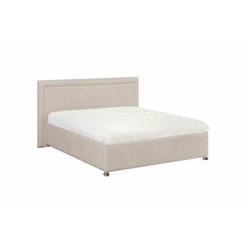 Односпальная кровать Нью-Йорк 80x200 основание металлическое с ламелями велюр белый ножки 5 см
