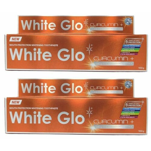 White Glo Зубная паста отбеливающая, с куркумином, 100 мл, 2 шт
