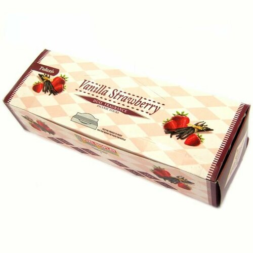 Tulasi VANILLA STRAWBERRY Dual Fragrance Incense Sticks, Sarathi (Туласи благовония ваниль клубника, Саратхи), уп. 20 палочек.