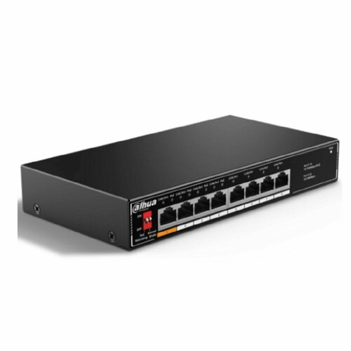 DAHUA Коммутаторы DH-SF1008LP 8-портовый неуправляемый коммутатор с РоЕ, 4xRJ45 100Mb PoE, 4xRJ45 100Mb, суммарно 60Вт, коммутация 1.8 Гбит с,