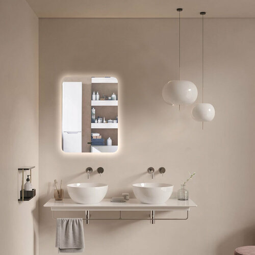 Зеркало для ванной Prisma 100*80 прямоугольное вертикальное c подогревом