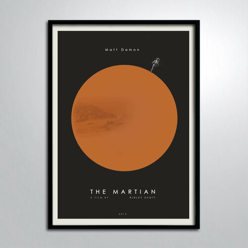 Постер в раме/Марсианин Мэтт Дэймон Дизайнерский Арт Темный The Martian