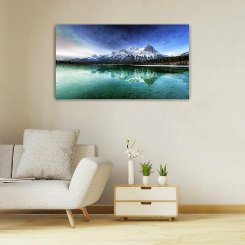 Картина на холсте 60x110 LinxOne "Канада вода облака река горы" интерьерная для дома / на стену / на кухню / с подрамником