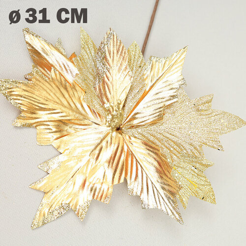 Цветок искусственный декоративный новогодний, d 31 см, цвет золото
