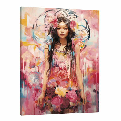 Интерьерная картина 50х70 "Девушка с розовыми мечтами"