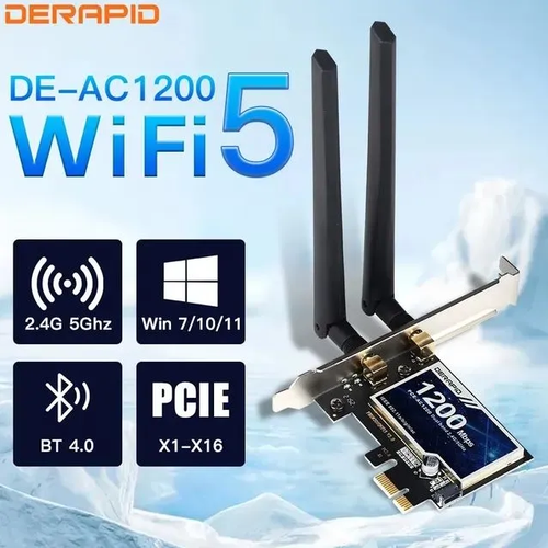 Двухдиапазонный беспроводной Wi-Fi-адаптер Fenvi (Derapid) AC1200 / Bluetooth 4,0, PCI-E, Wi-Fi-Адаптер 2,4 ГГц/5 ГГц