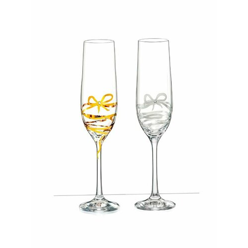 Бокалы для шампанского Crystalex Виола 2 шт стеклянные 190 мл