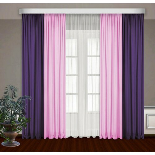 КаСЛ Классические шторы Bryson цвет: розовый, фиолетовый (145х270 см - 2 шт)