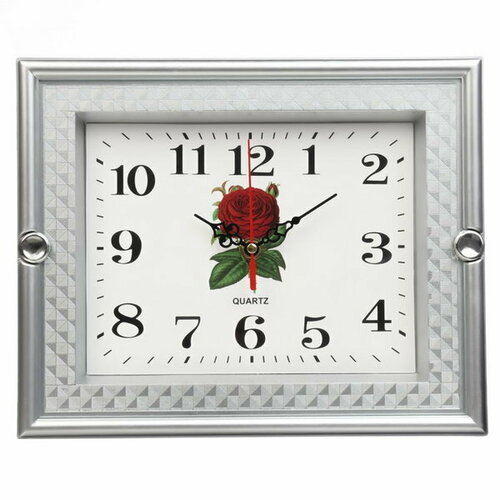 Часы настенные "Роза", 22.5 x 27.5 см, плавный ход