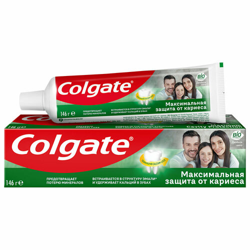 Зубная паста 100 мл COLGATE "Двойная мята", защита от кариеса, с фторидом и кальцием, 7891024149027 . Комплект - 2 шт.