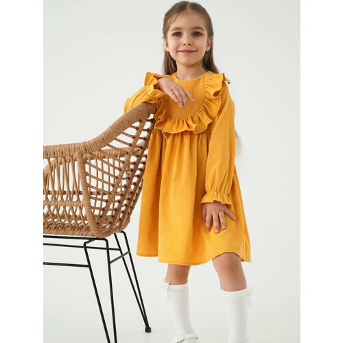 Платье, комплект, размер 110, желтый, горчичный
