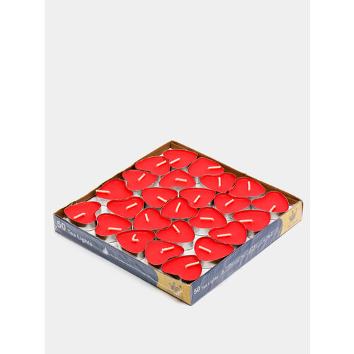Нежные ароматические чайные свечи в форме сердца, в коробке 50 шт, чайные, для свиданий Цвет Красный