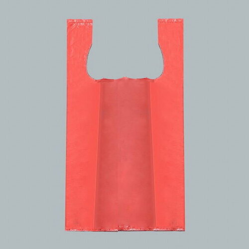 Пакет майка, полиэтиленовый, красный 24 x 42 см, 8 мкм, 100 шт.